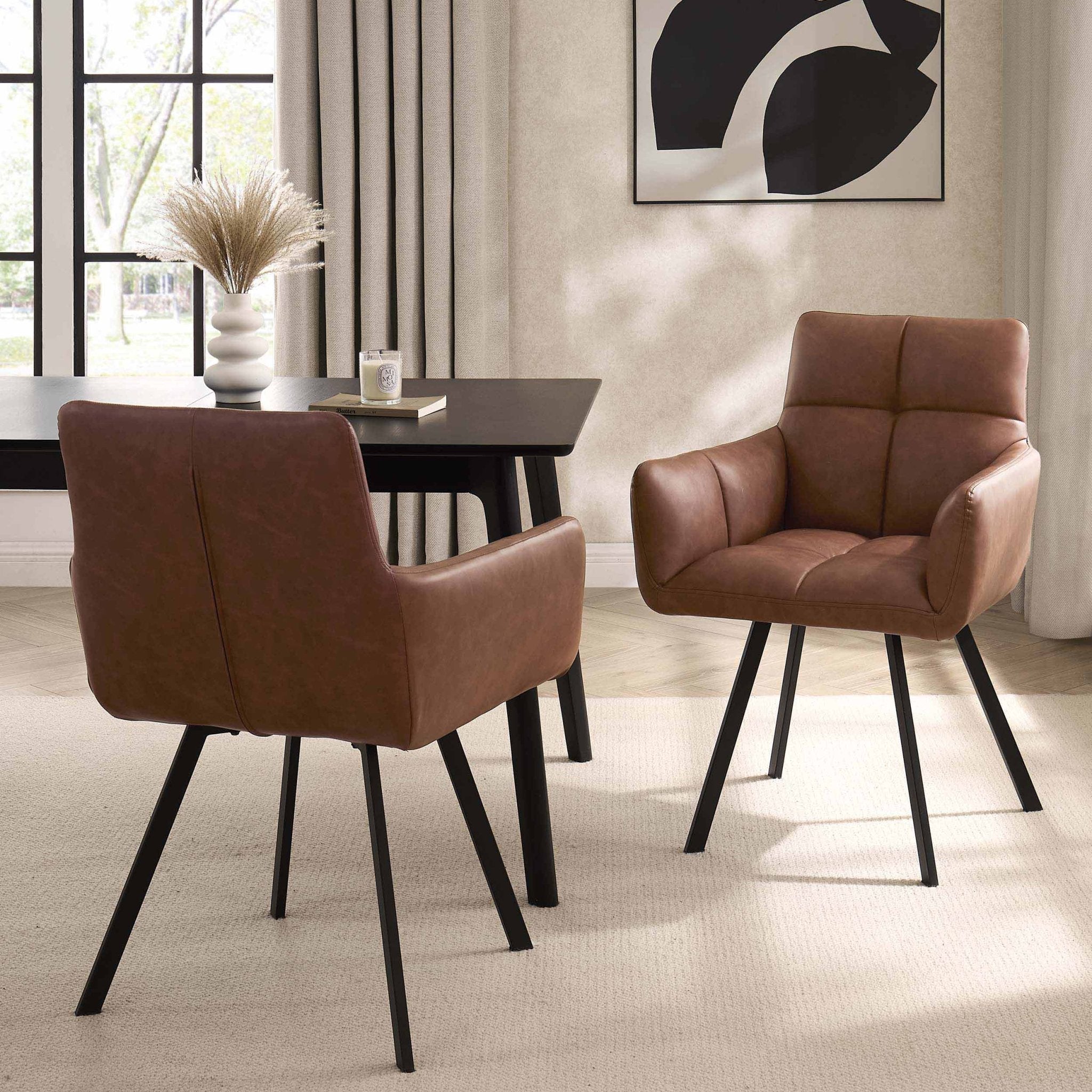DUS-GOL-05152 Grade-B Dusk Brooke Dining Chair - Faux Leather - Tan RR ...