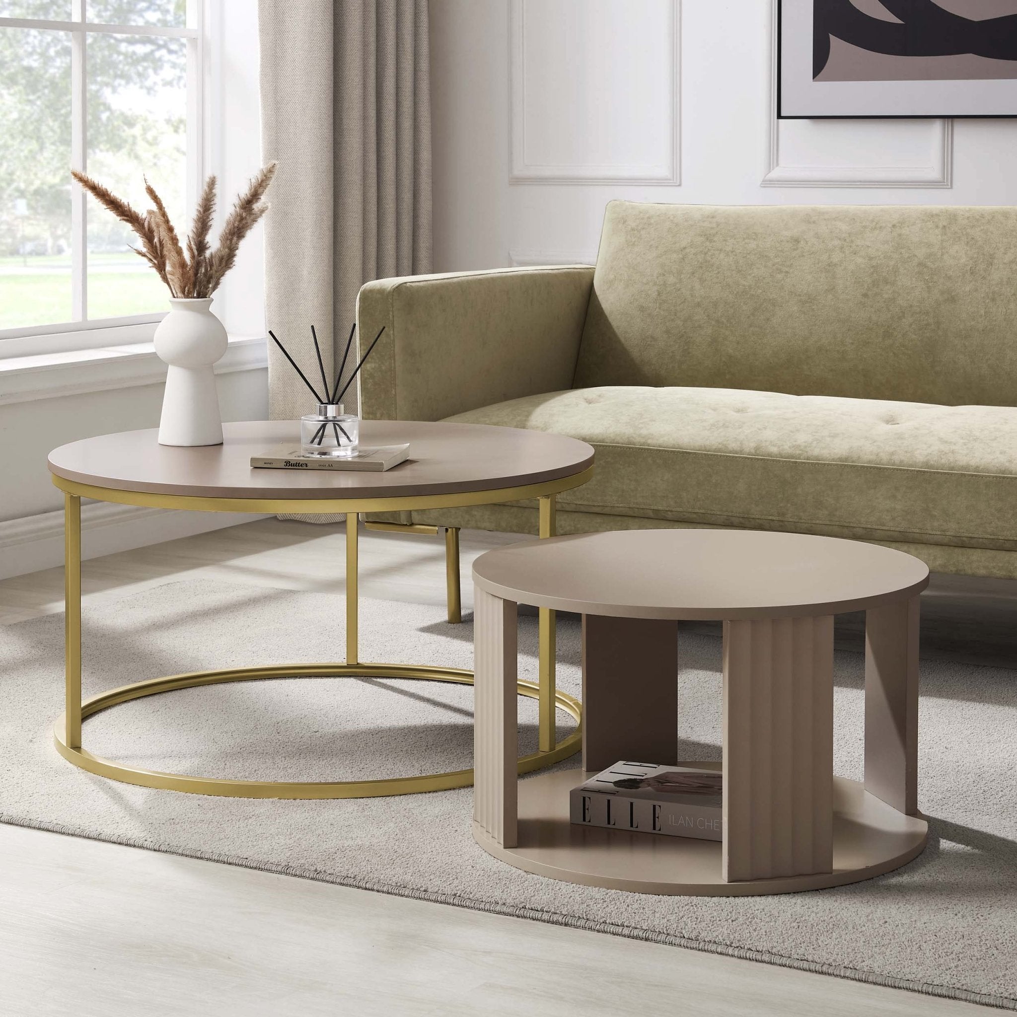 DUS-GOL-05471 Grade-B Dusk Evie Round Nesting Coffee Table - Taupe RRP ...