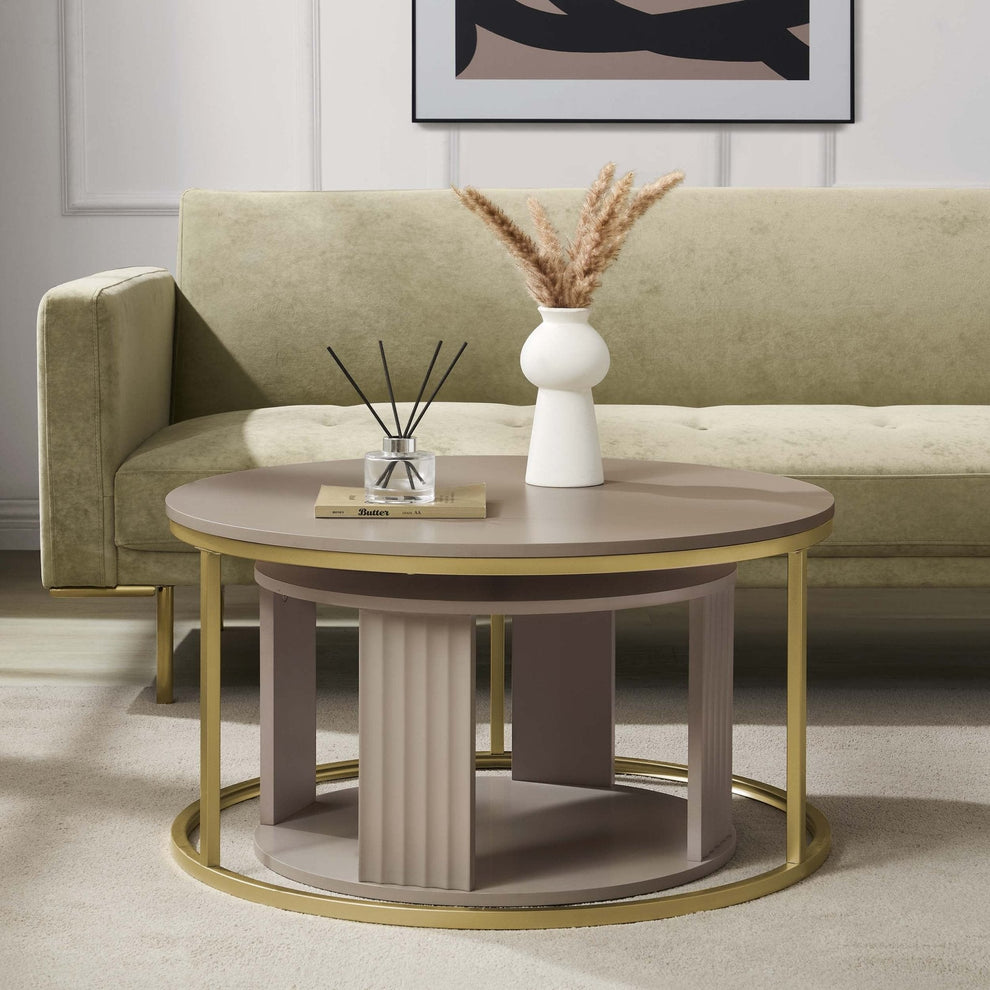 DUS-GOL-05471 Grade-B Dusk Evie Round Nesting Coffee Table - Taupe RRP ...