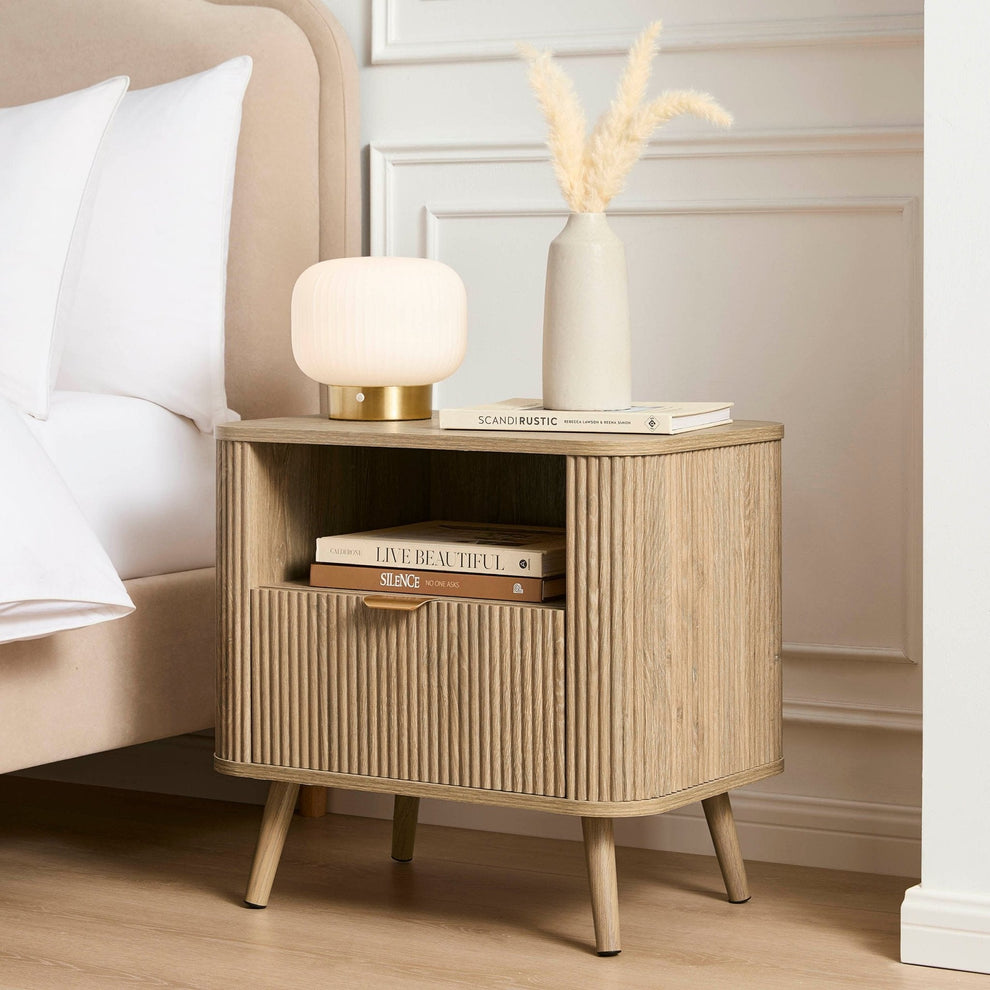 DUS-GOL-05247 Grade-B Dusk Hattie 1 Drawer Nightstand - Light Wood RRP ...