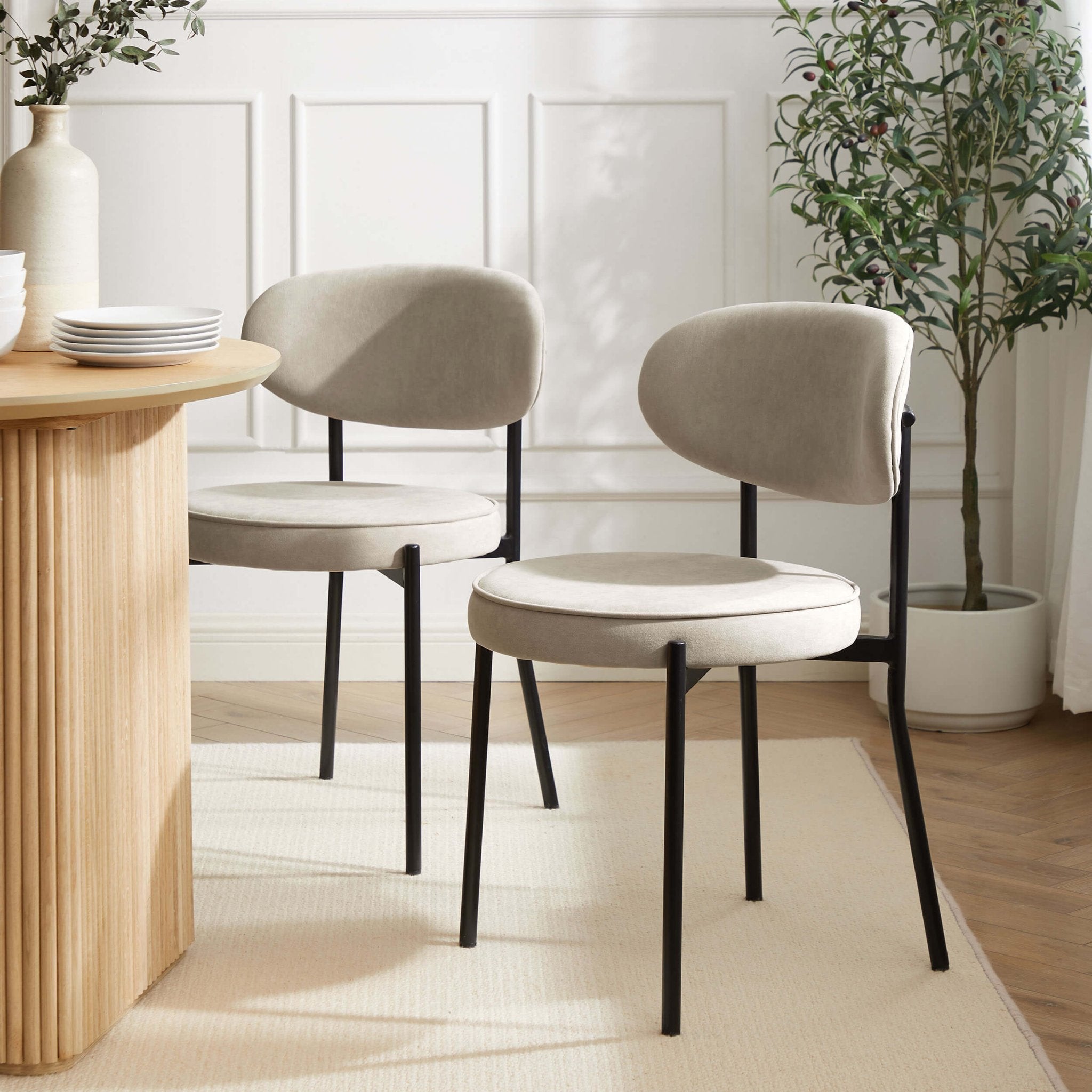 DUS-GOL-05039 Grade-B Dusk Mia Set of 2 Dining Chairs - Stone RRP £119 ...