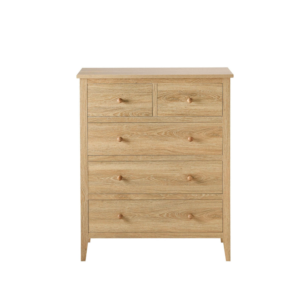 DUS-GOL-05043 Grade-B Dusk Nell 5 Drawer Chest - Light Wood RRP £199 ...