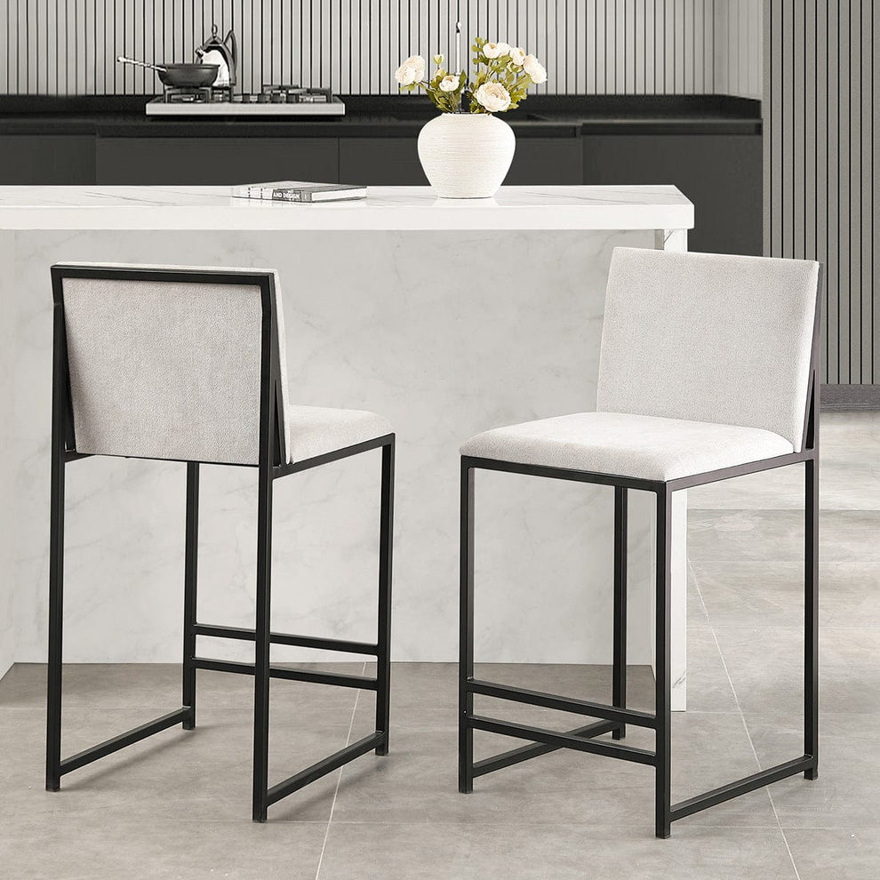 DUS-GOL-04892 Grade-B Dusk Rae Set Of 2 Barstools - Chenille - Light N ...