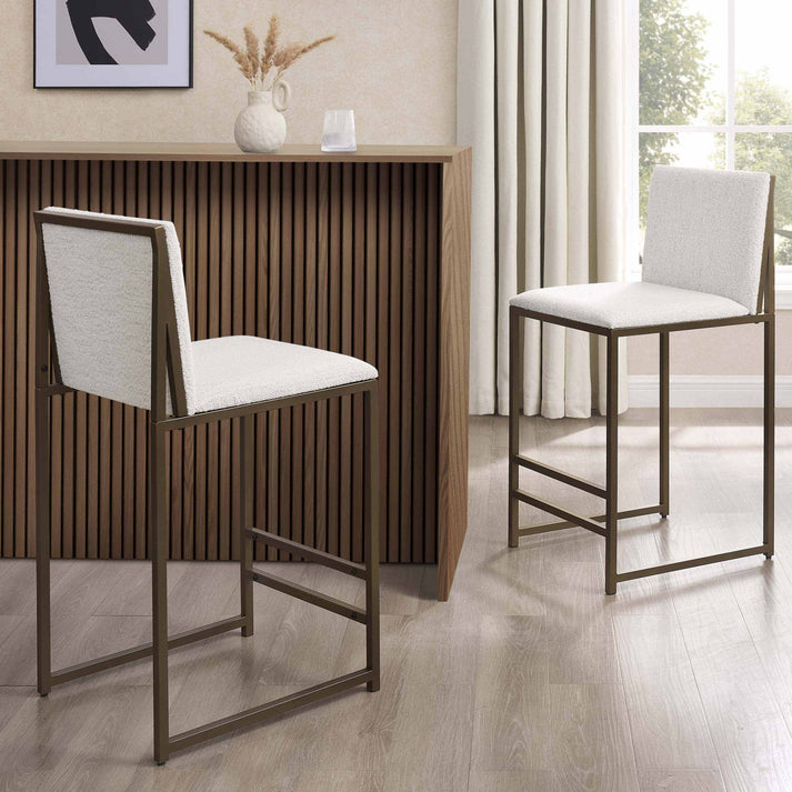 DUS-GOL-04890 Grade-B Dusk Rae Set of 2 Barstools - Ivory Boucle RRP ...