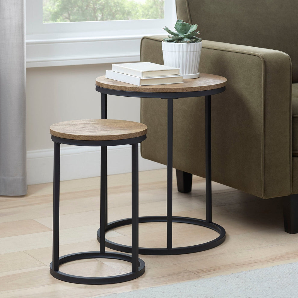 DUS-GOL-05921 Grade-B Dusk Willow Round Nesting Side Table - Mango Woo ...